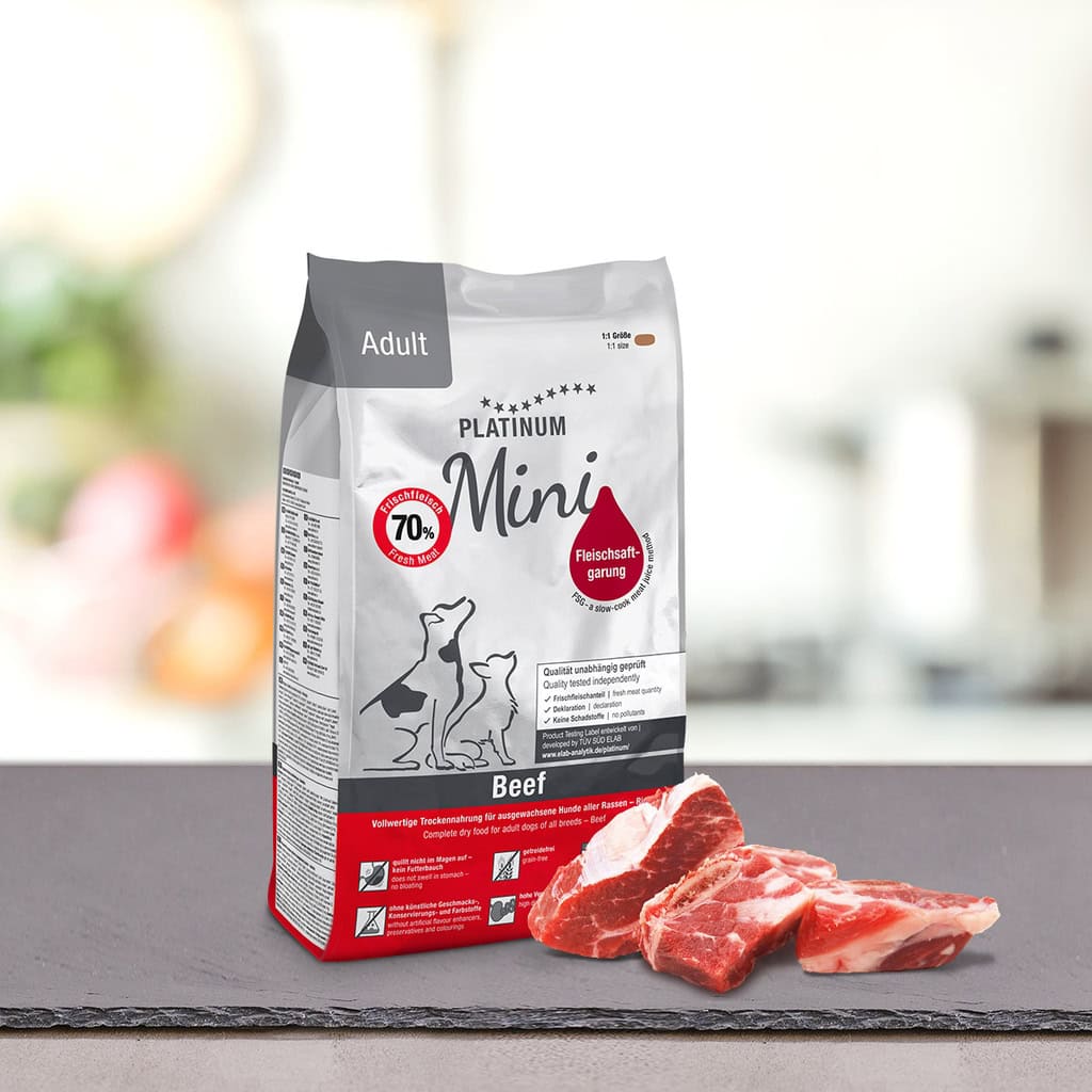 PLATINUM Adult Beef Mini – Najboljša Hrana za Odrasle Pse Malih Pasem